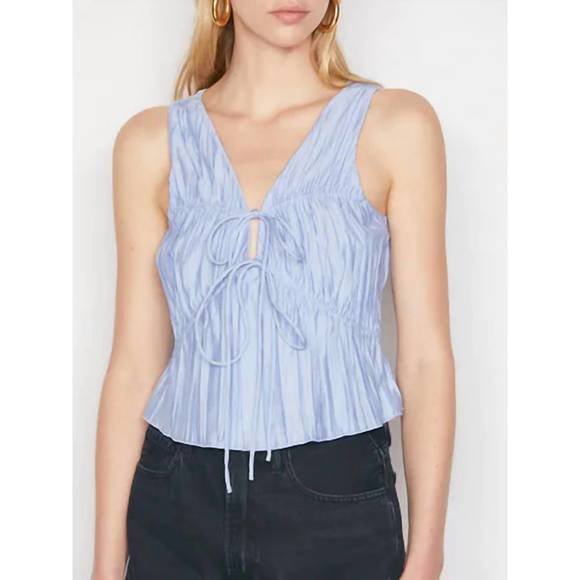 Frame Denim | Tops | New Frame Cinched Crinkle Tank In Chambray | Poshmark